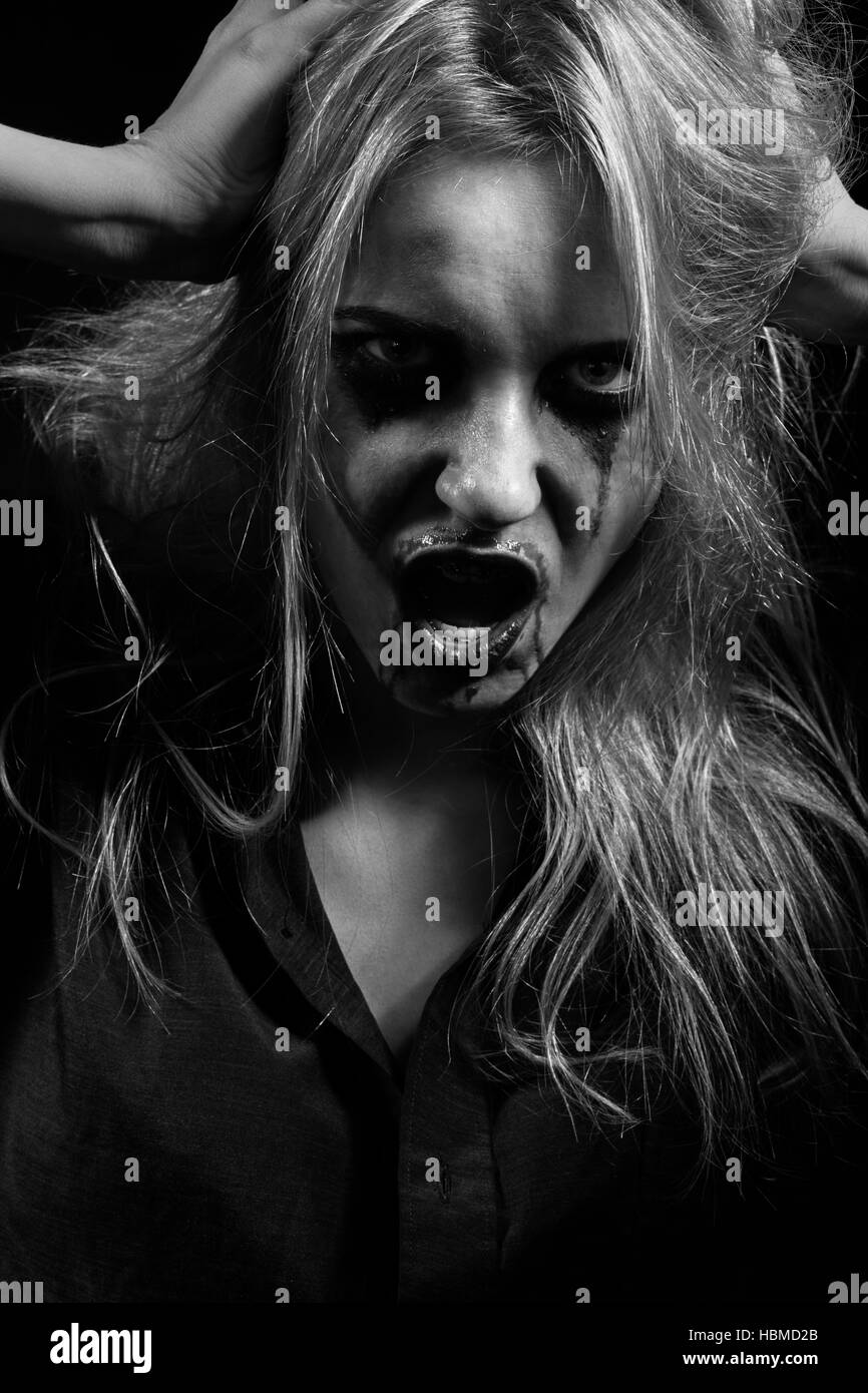 Female vampire blood Black and White Stock Photos & Images - Alamy