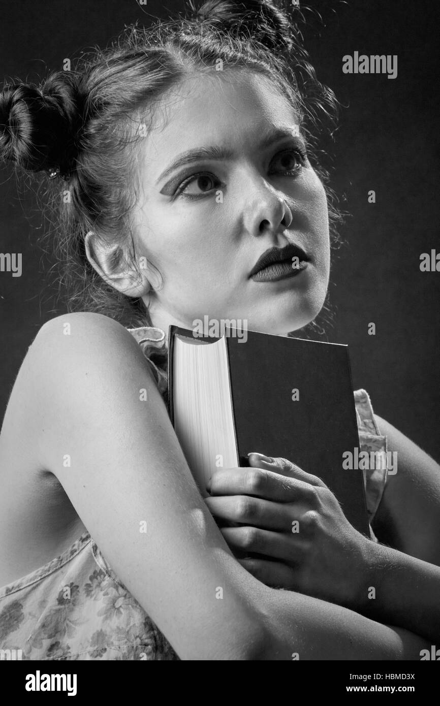 Book girl Black and White Stock Photos & Images - Alamy