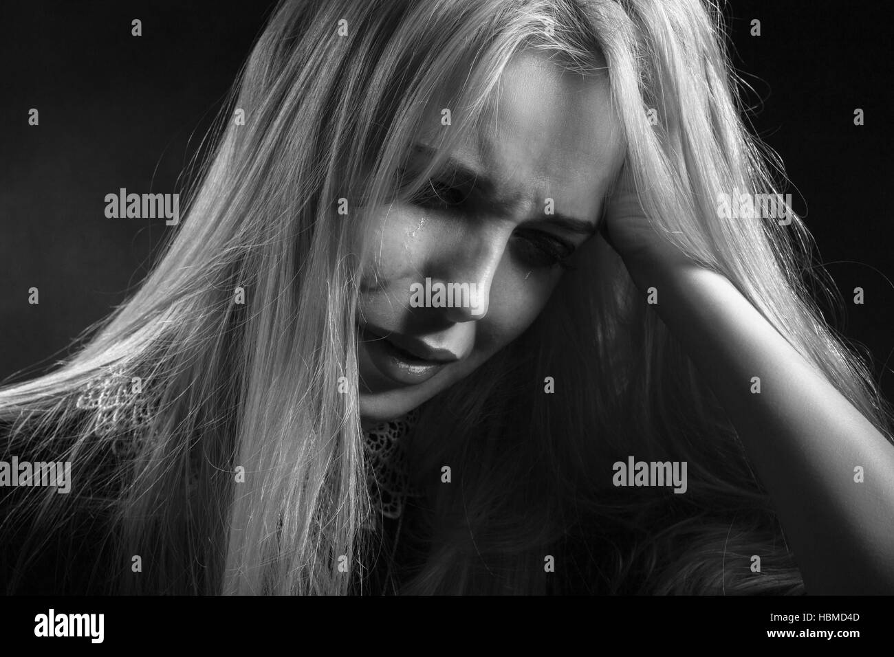 Crying depression worried woman hi-res stock photography and images - Alamy