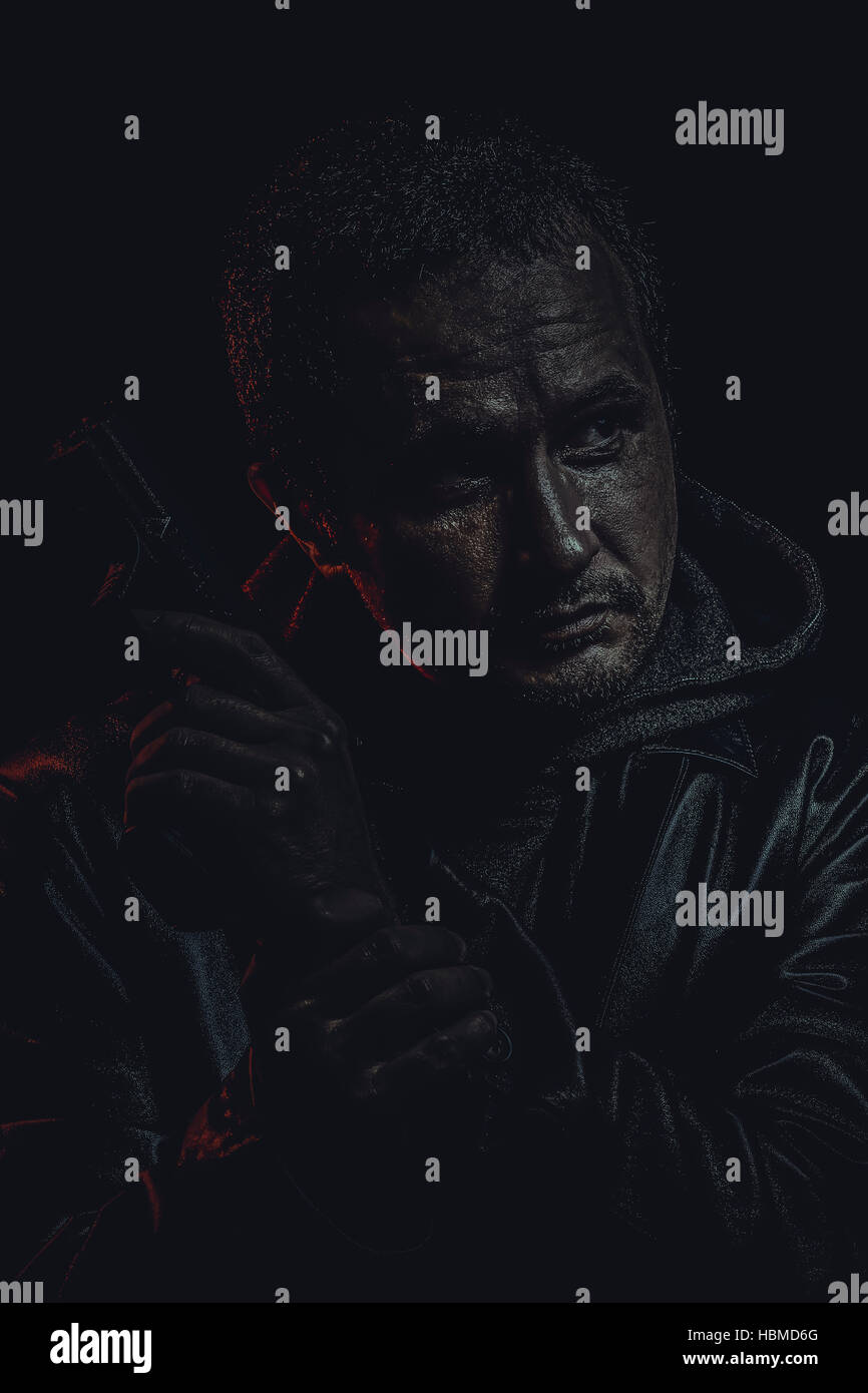 man with a gun ready to shoot Stock Photo - Alamy