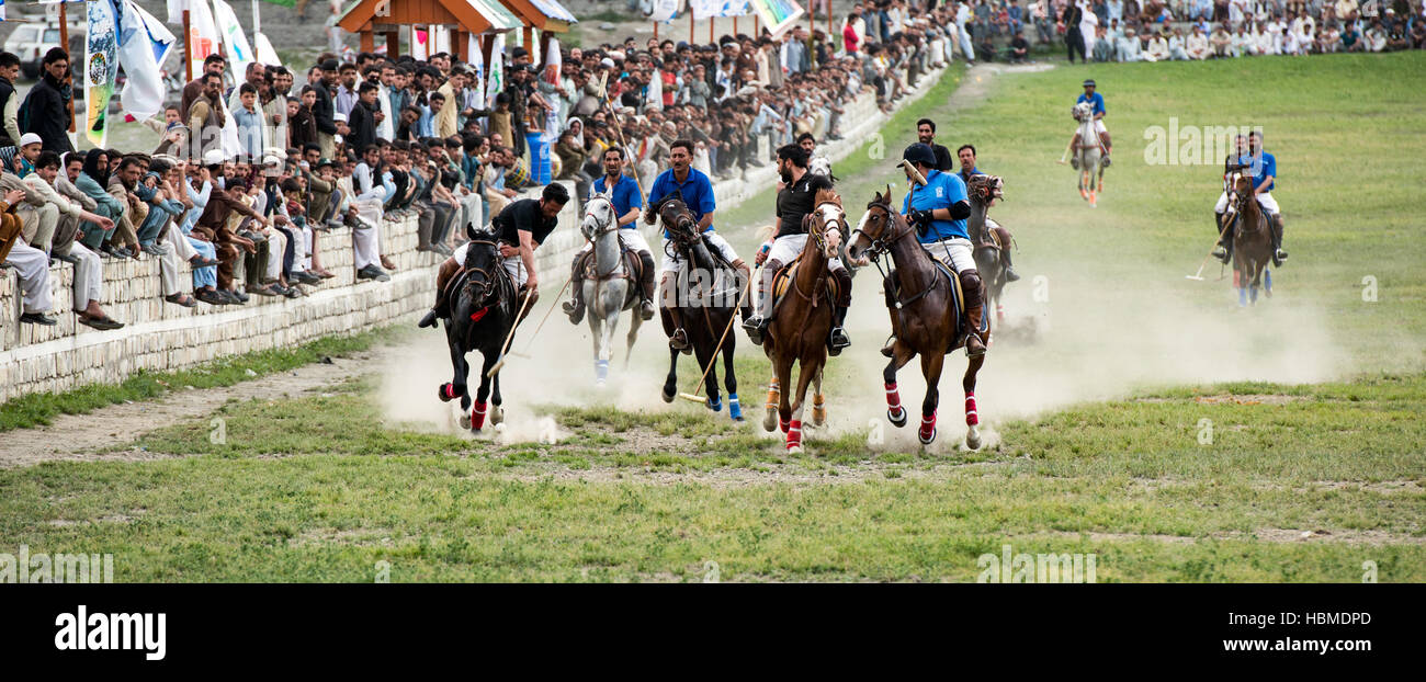 Free-style mountain polo being played on the Chitral Polo Ground Stock ...
