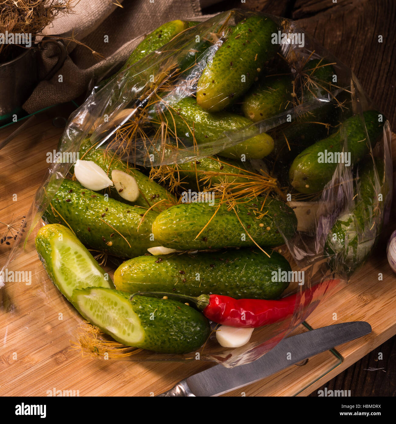 Salt cucumbers briefly stored Stock Photo - Alamy