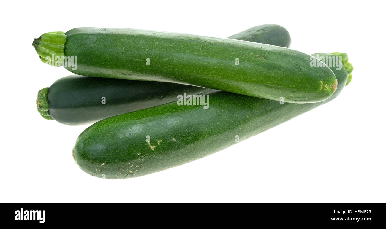 Side view of three Italian squash isolated on a white background Stock ...