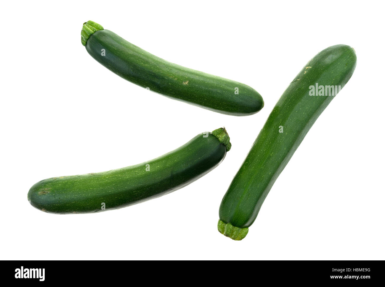 Top view of three Italian squash isolated on a white background Stock ...