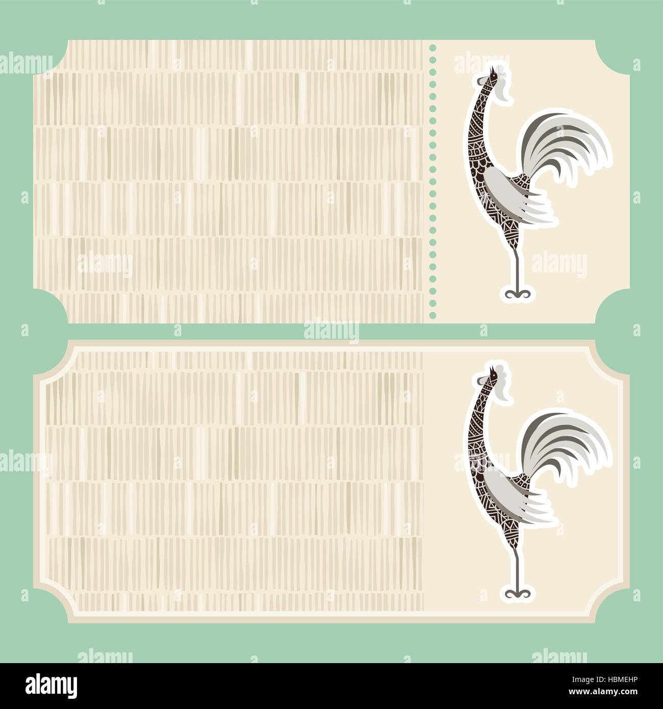 Vector decorative rooster with hand drawn ornamental body. Zodiac ...