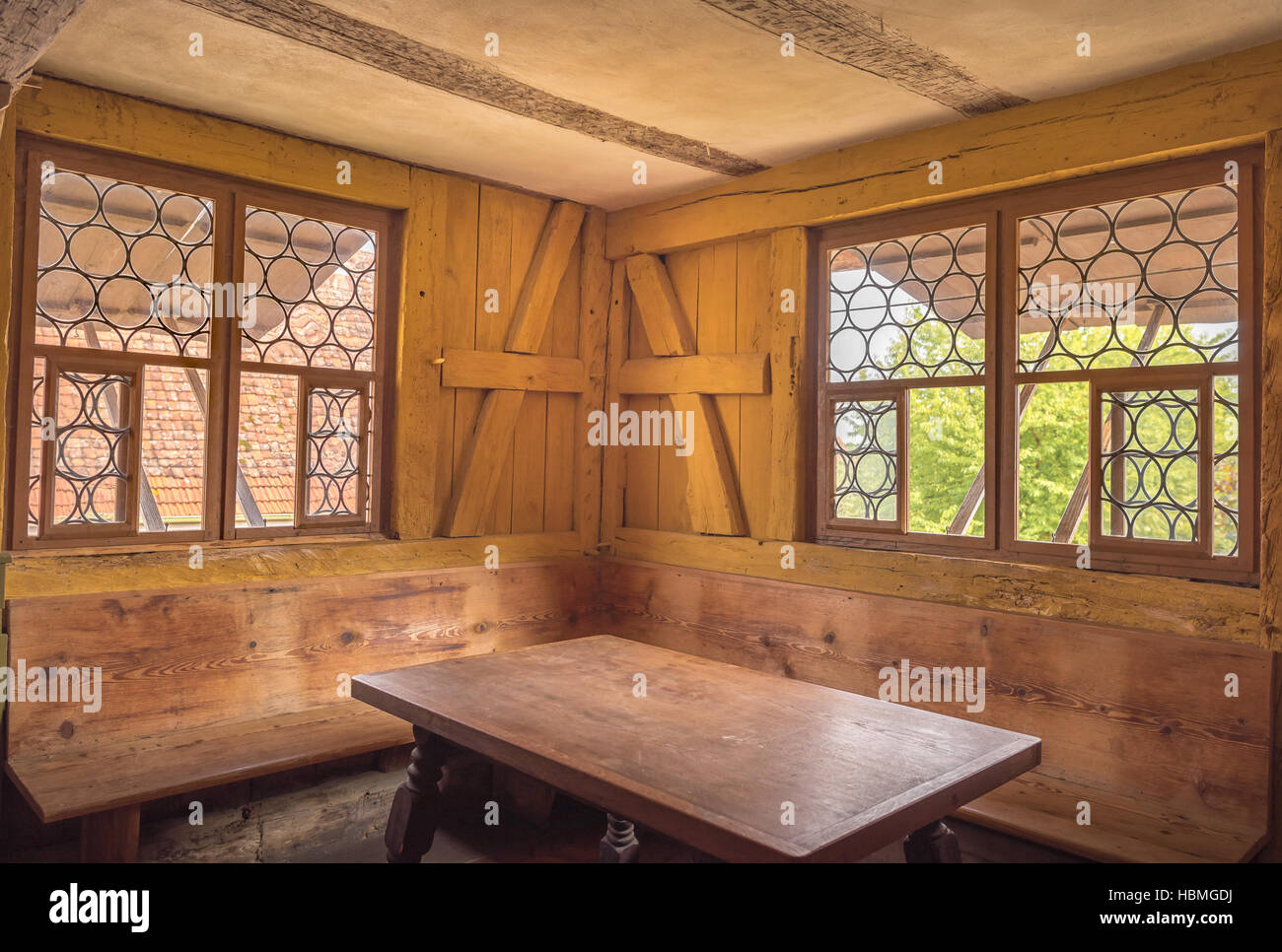 Rustic dining corner interior Stock Photo - Alamy