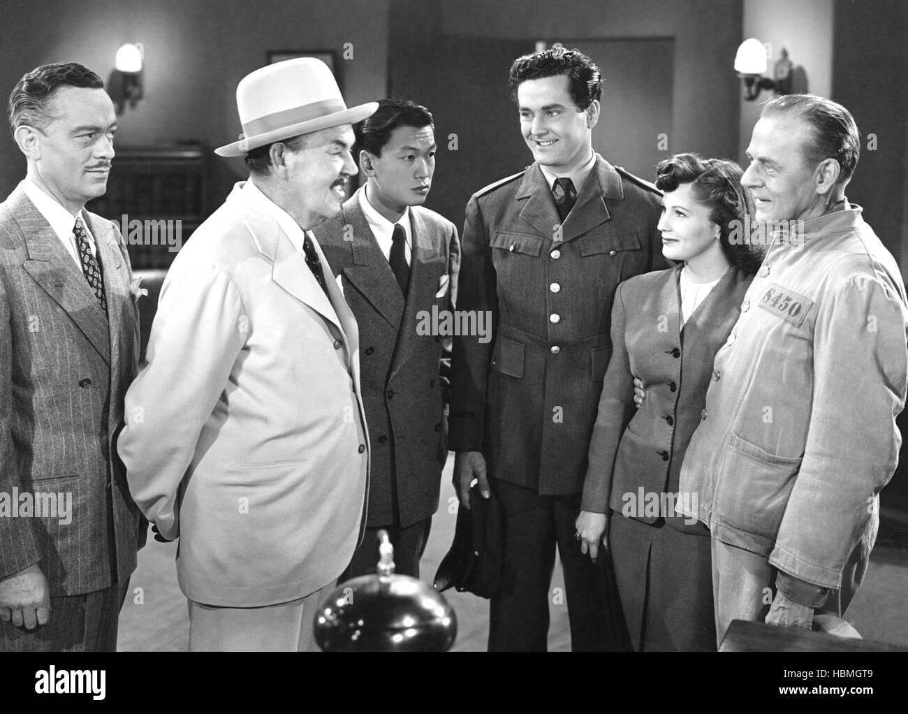 DARK ALIBI, starting second from left: Sidney Toler, Benson Fong ...