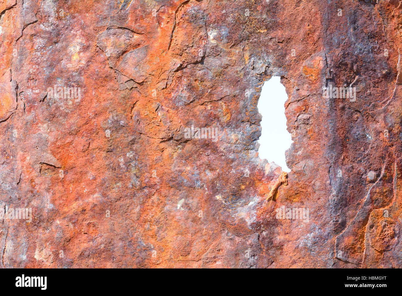 Rusty eroded metal sea defences on coastline outside Sheringham ...