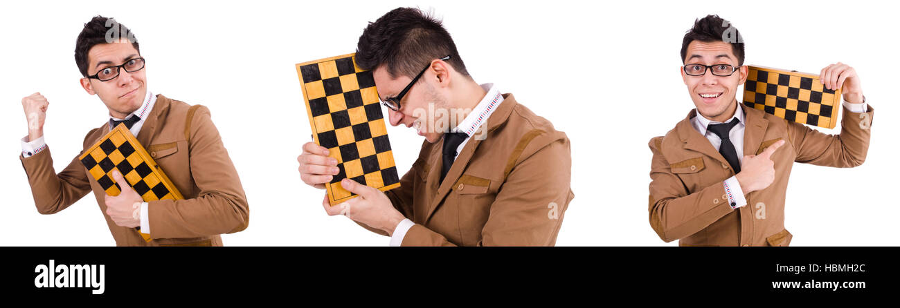 Funny chess player isolated on white Stock Photo - Alamy