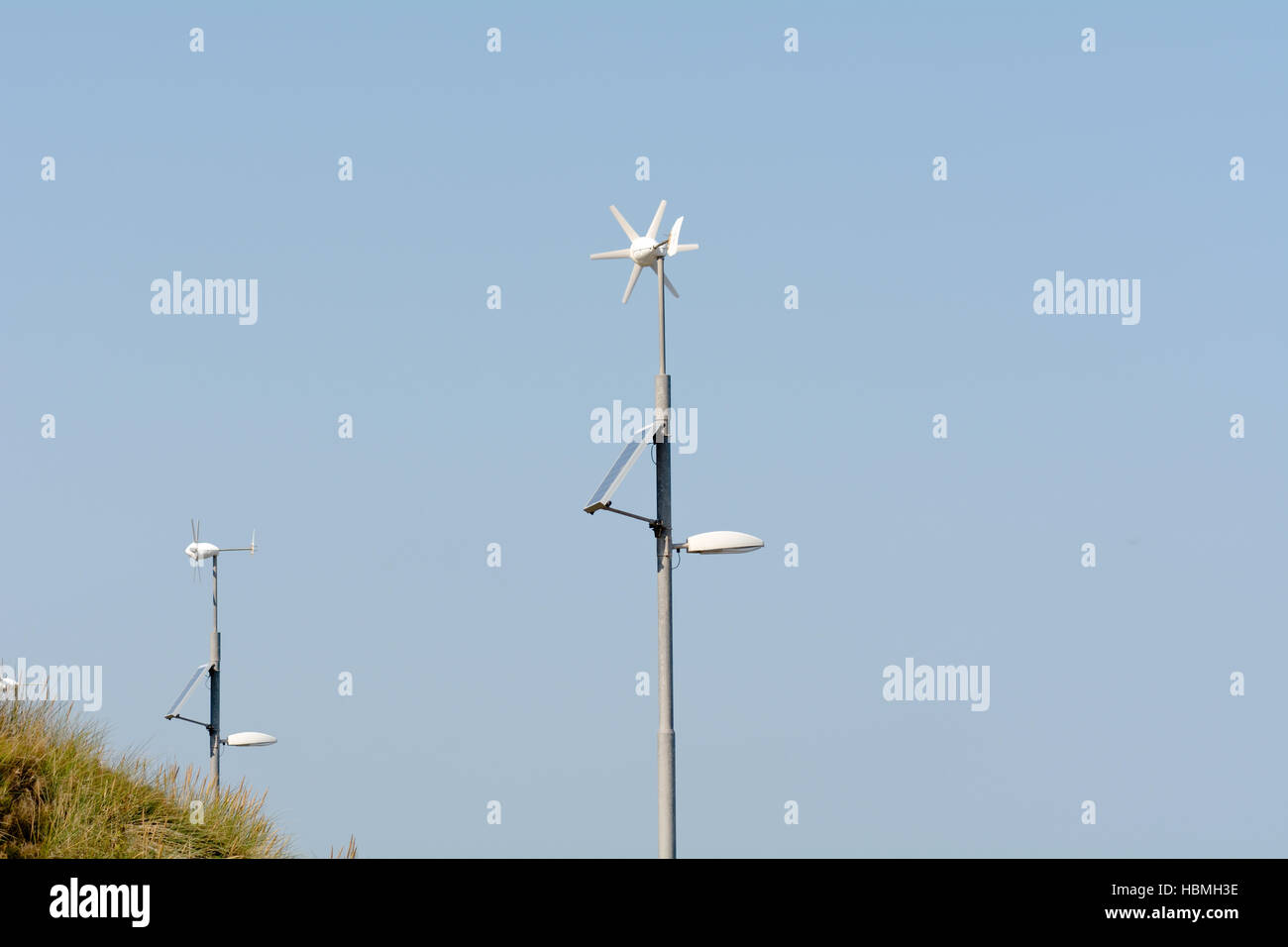 Wind and solar powered lamp post - green energy provides power to ...
