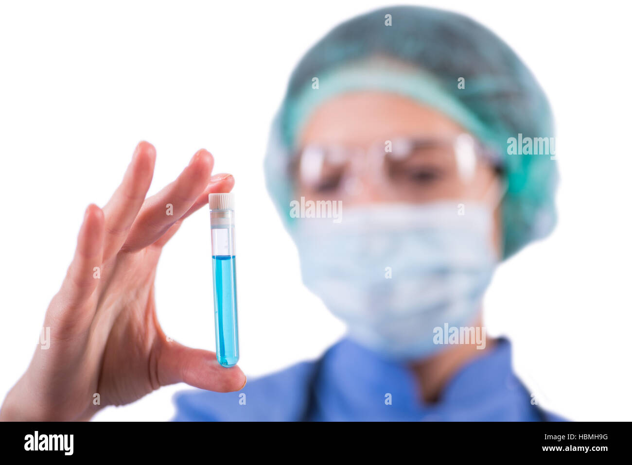 Doctor with tube in lab isolated on white Stock Photo - Alamy
