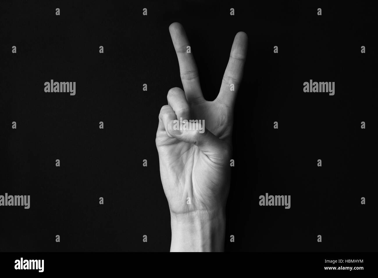 Dactil alphabet V Stock Photo - Alamy
