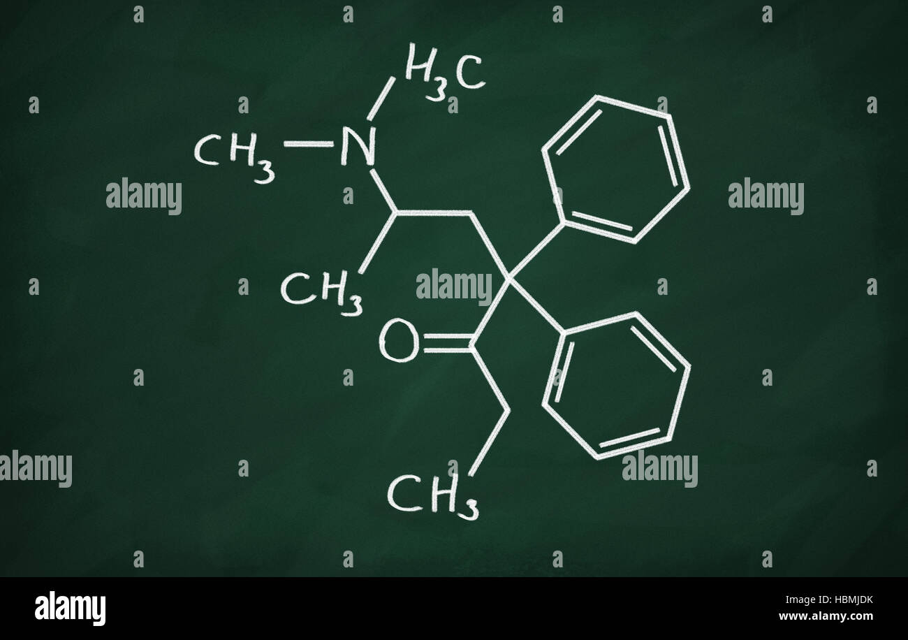 Structural model of Methadone on the blackboard Stock Photo - Alamy