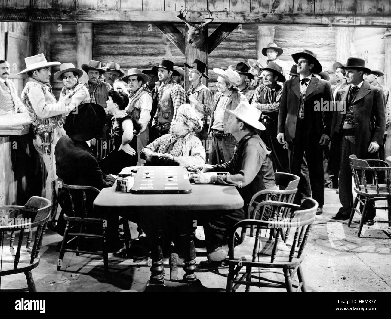 DAWN ON THE GREAT DIVIDE, Buck Jones (with guns), Mona Barrie, Raymond ...