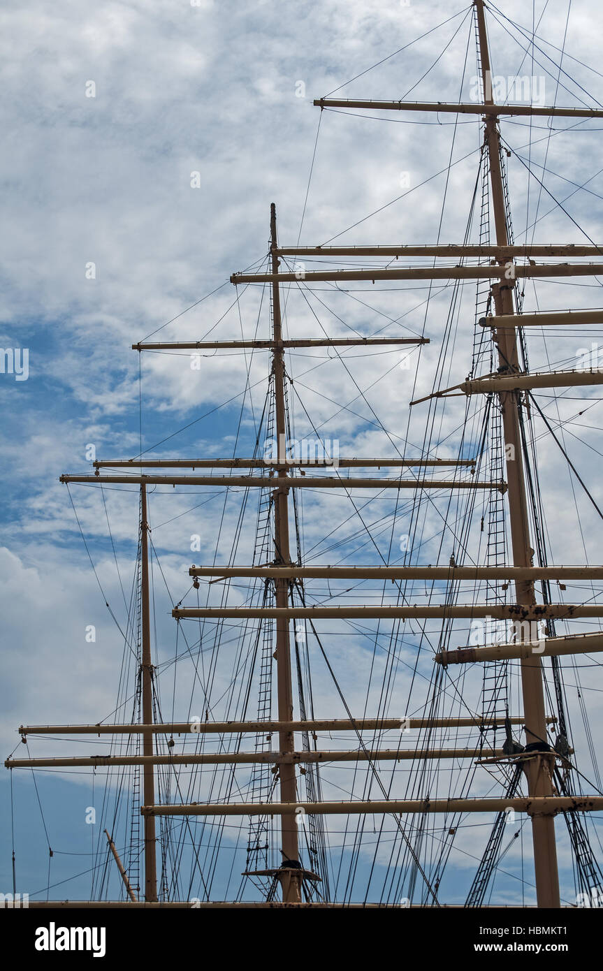 Masts of big sail ship Stock Photo - Alamy
