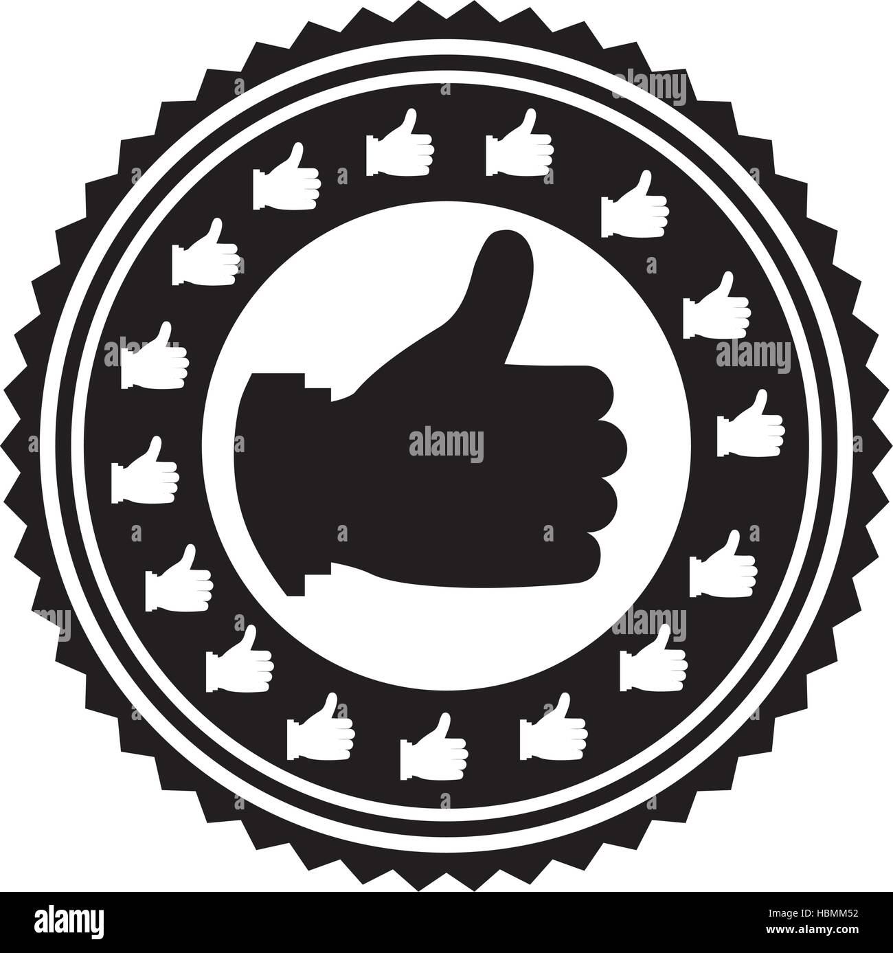 hand monochrome with gesture ok stamp vector illustration Stock Vector ...