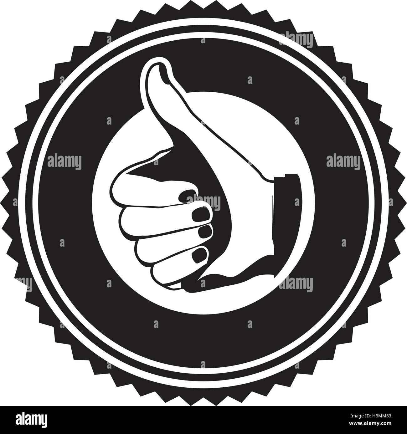 hand monochrome with symbol ok stamp vector illustration Stock Vector ...