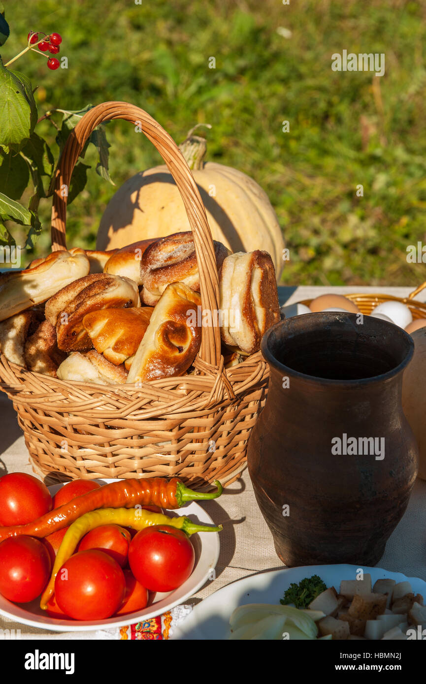 Russian table with food Stock Photo - Alamy