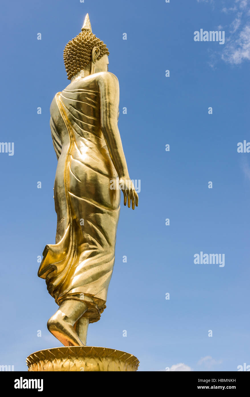 The back side of the golden Buddha statue in Thai temple.(Public area ...