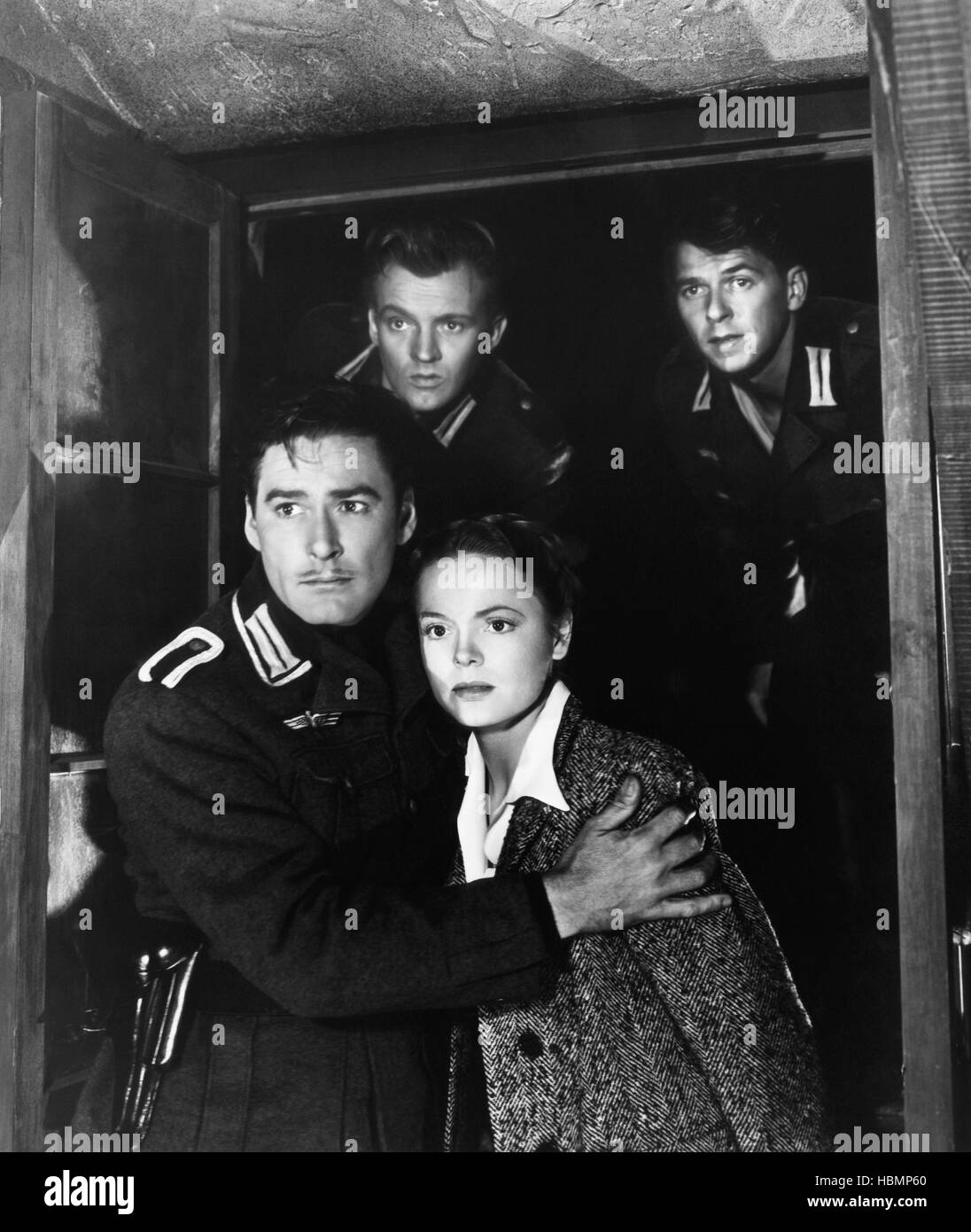DESPERATE JOURNEY, (front) Errol Flynn, Nancy Coleman, (back) Arthur ...