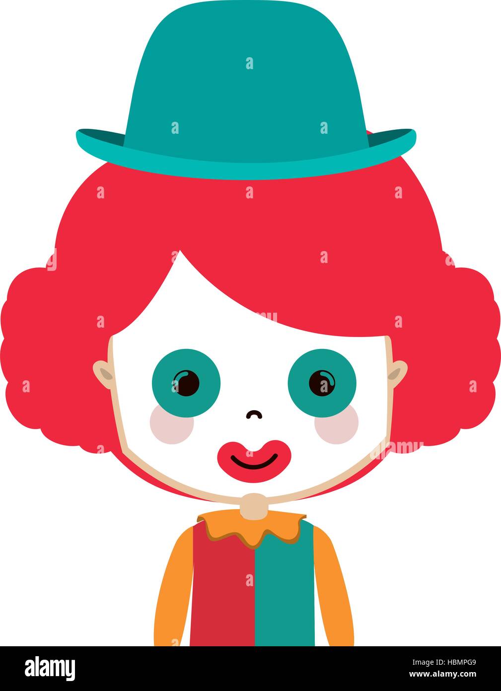 half body funny small clown with hat vector illustration Stock Vector ...