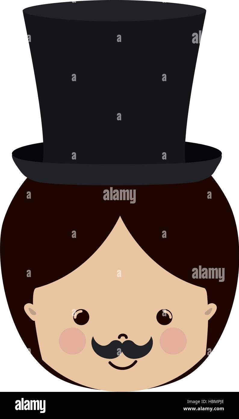 front face circus ceremony master with hat. Vector illustration Stock ...
