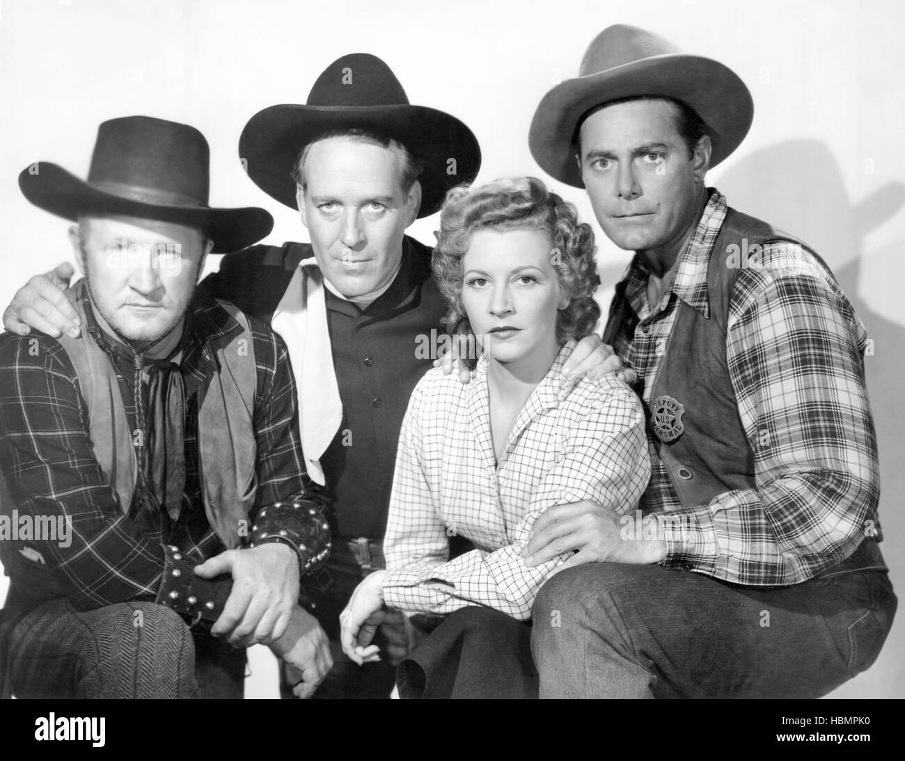DEPUTY MARSHAL, from left: Joe Sawyer, Dick Foran, Frances Langford ...