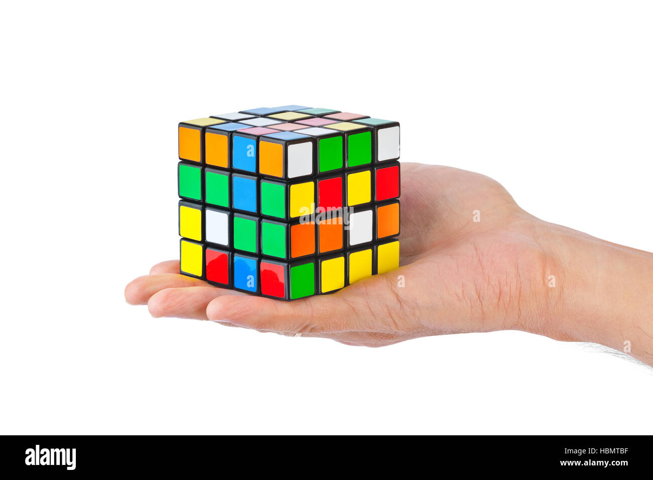 Cube puzzle in hand Stock Photo - Alamy