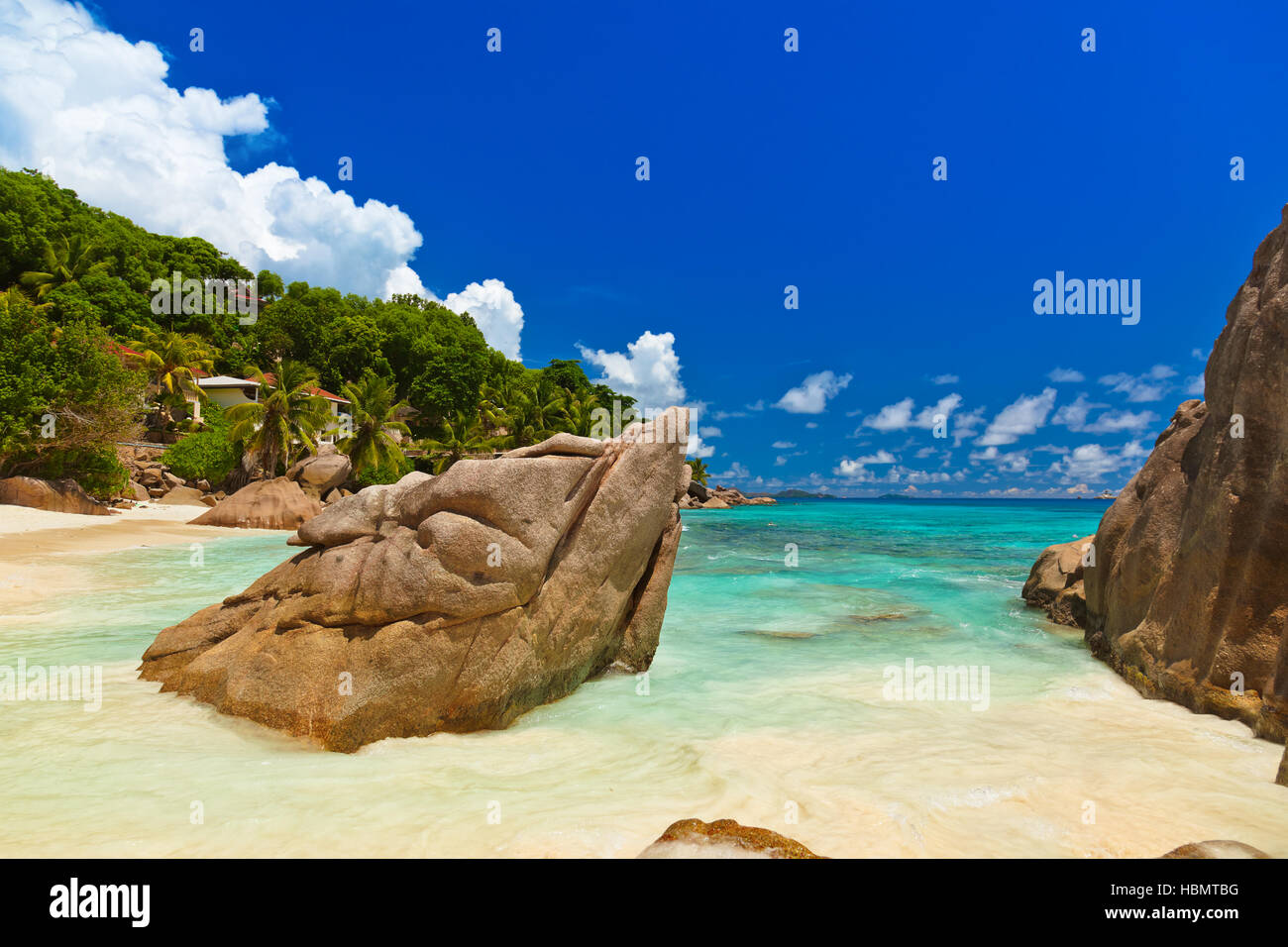 Tropical beach at Seychelles Stock Photo - Alamy