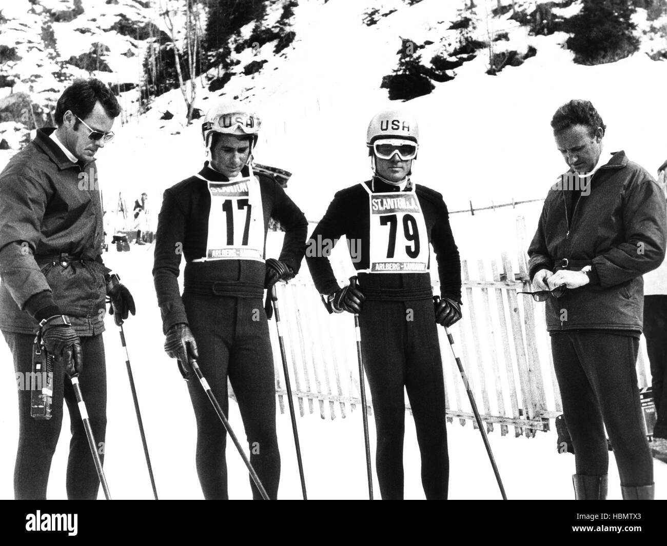 DOWNHILL RACER, left from second left: Jim McMullan, Robert Redford ...