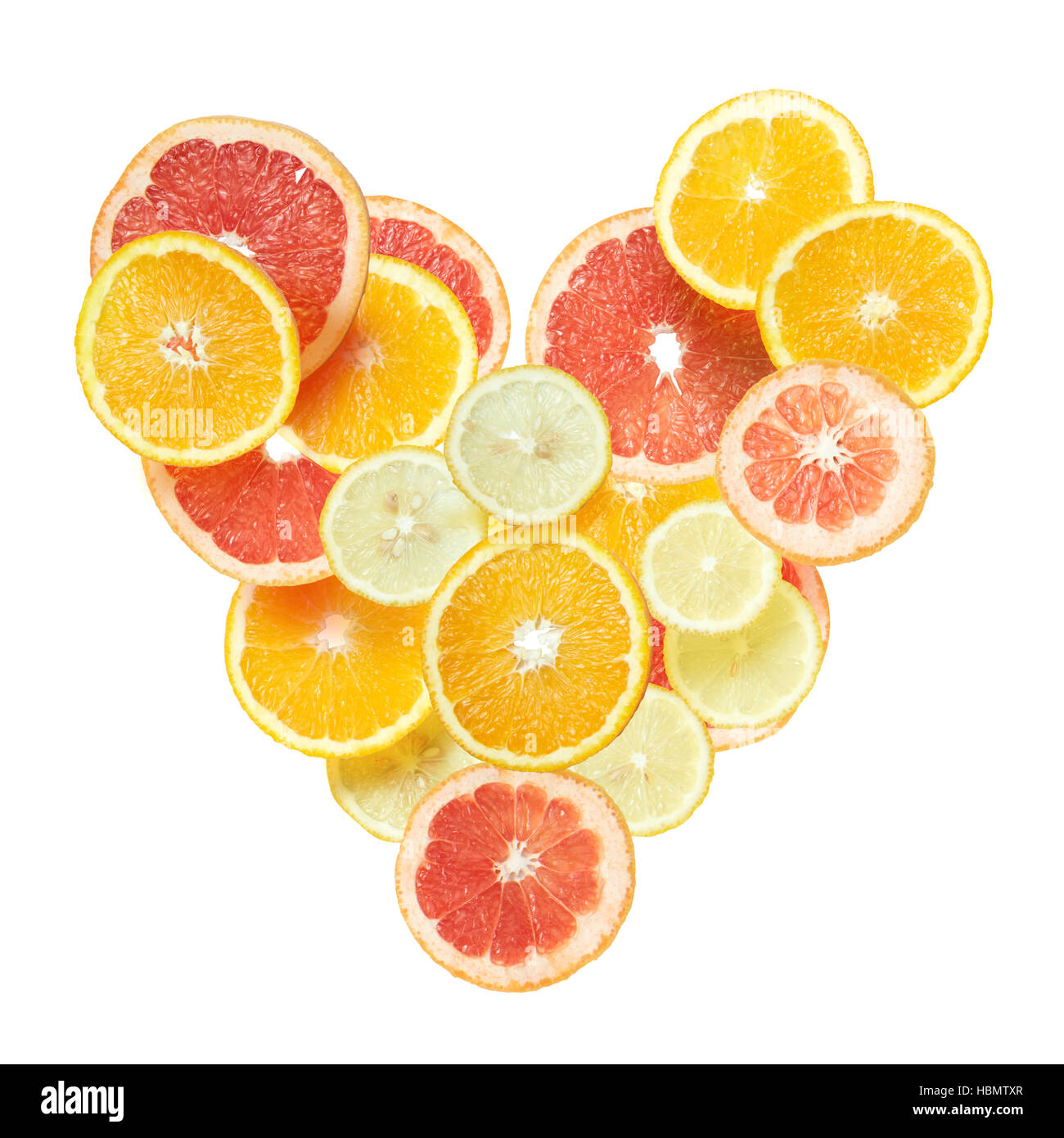 Heart from slices of citrus fruit Stock Photo - Alamy