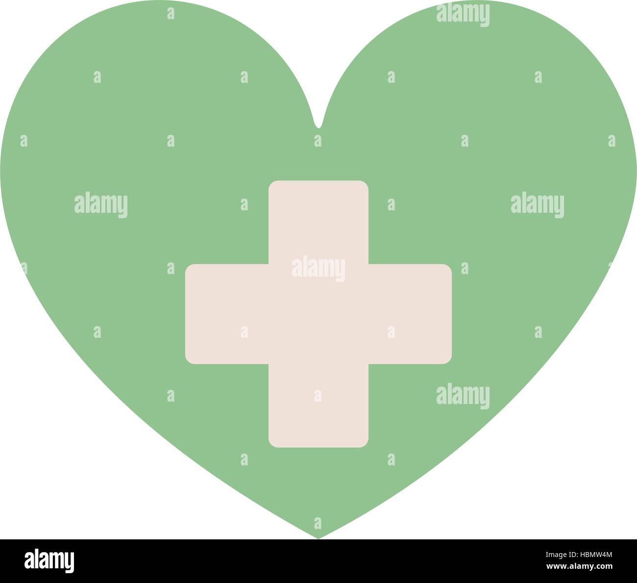 green heart with sign cross vector illustration Stock Vector Image ...