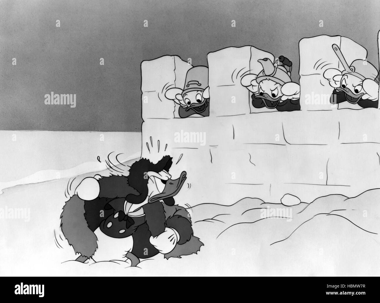 DONALD'S SNOW FIGHT, Donald Duck, Huey, Dewey and Louie, 1942 Stock ...