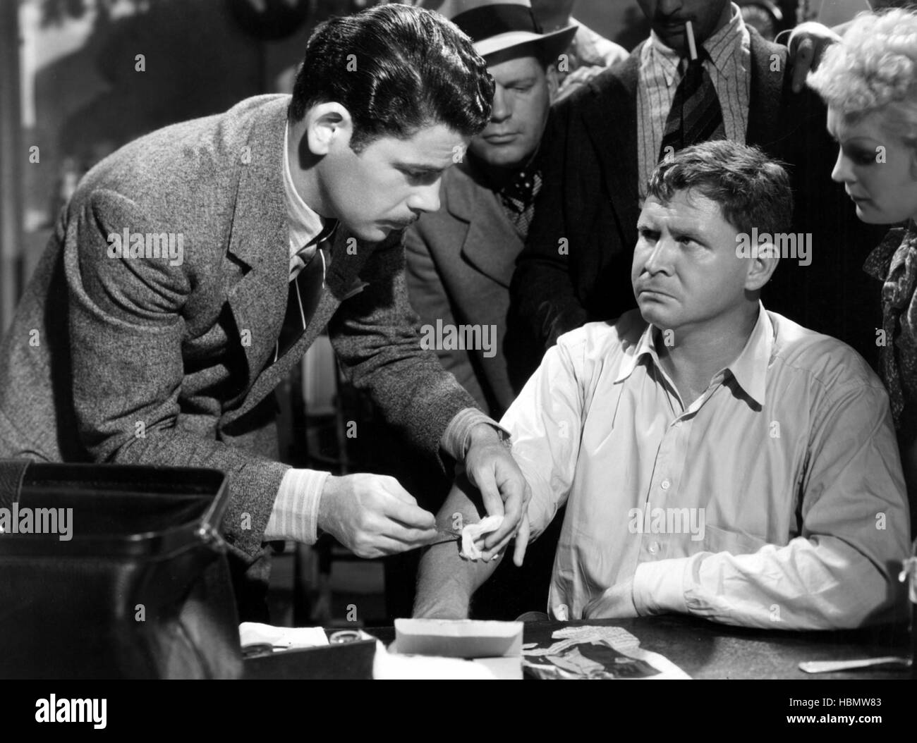 DR. SOCRATES, Paul Muni, Barton MacLane, Mayo Methot, 1935 Stock Photo ...