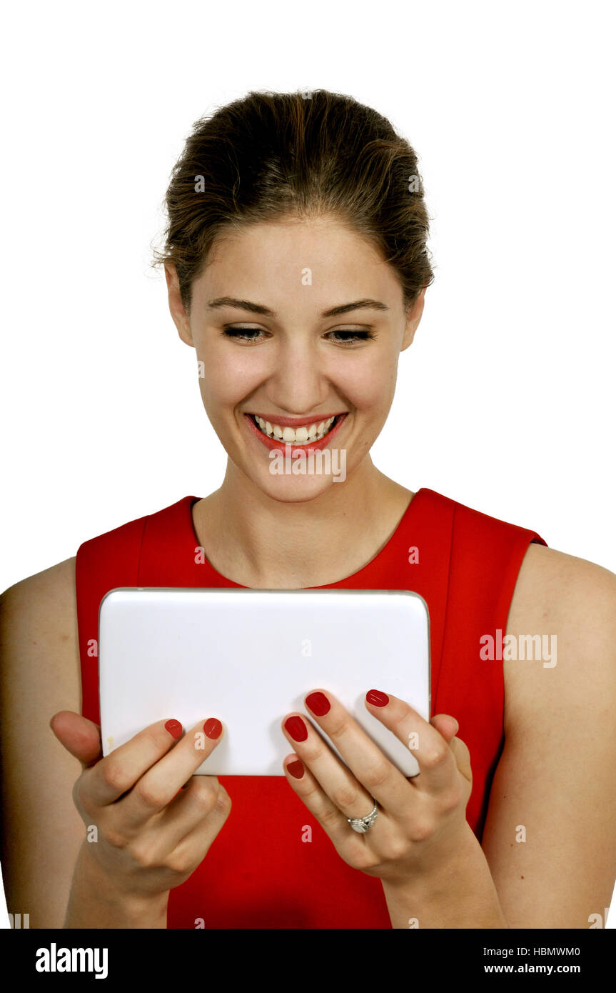 Woman Using Tablet Stock Photo - Alamy