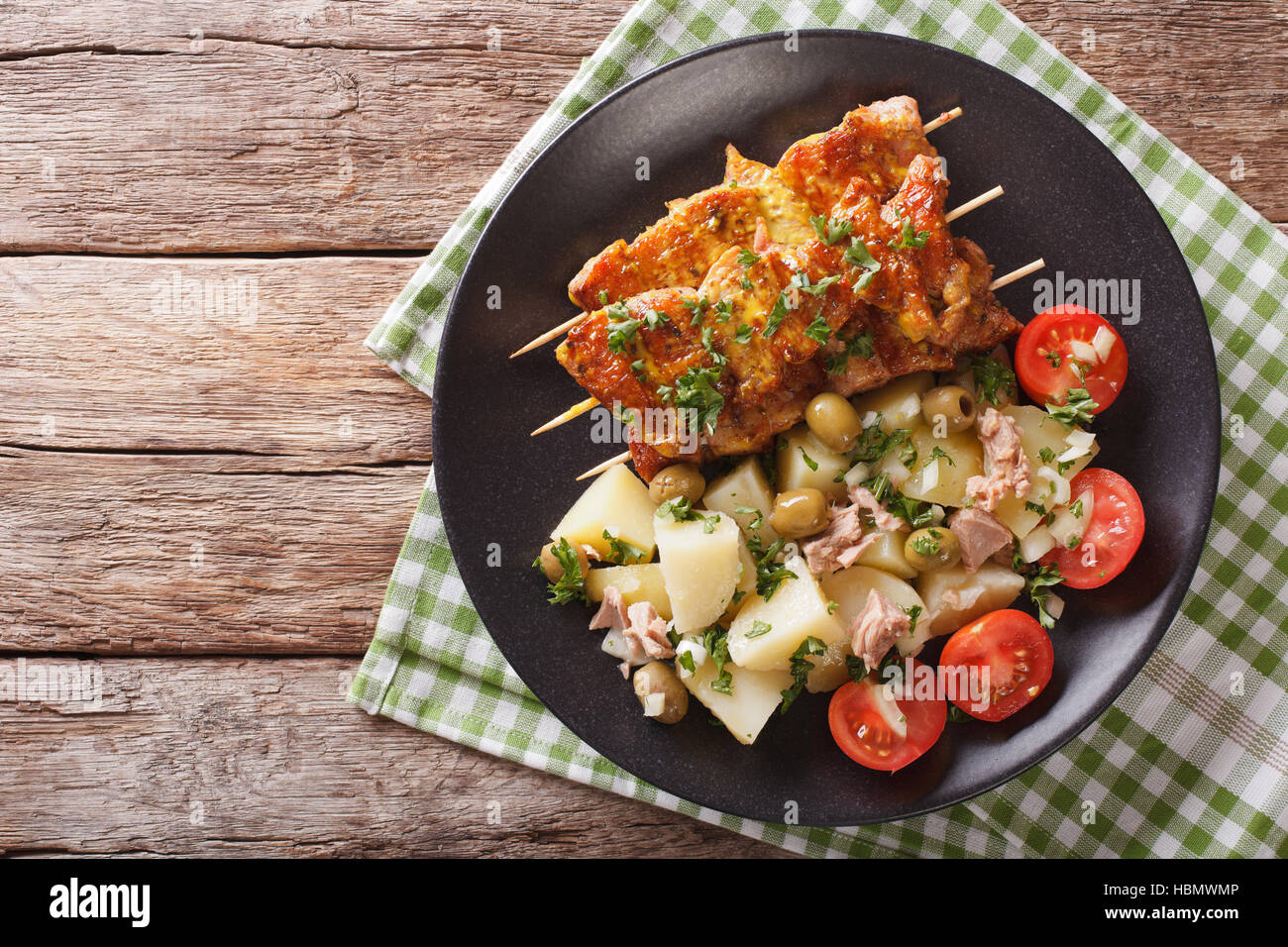 Spanish Pork Kabobs - Pinchos Morunos and Easy Potatoes with Dressing ...