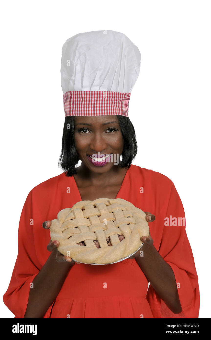 Woman with Pie Stock Photo - Alamy