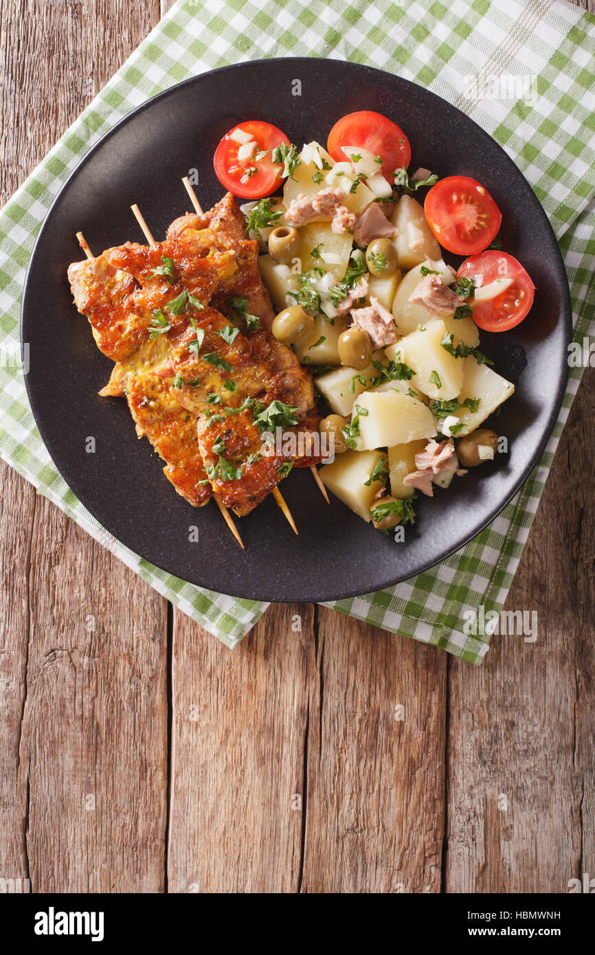 Spanish Pork Kabobs - Pinchos Morunos and Easy Potatoes with Dressing ...