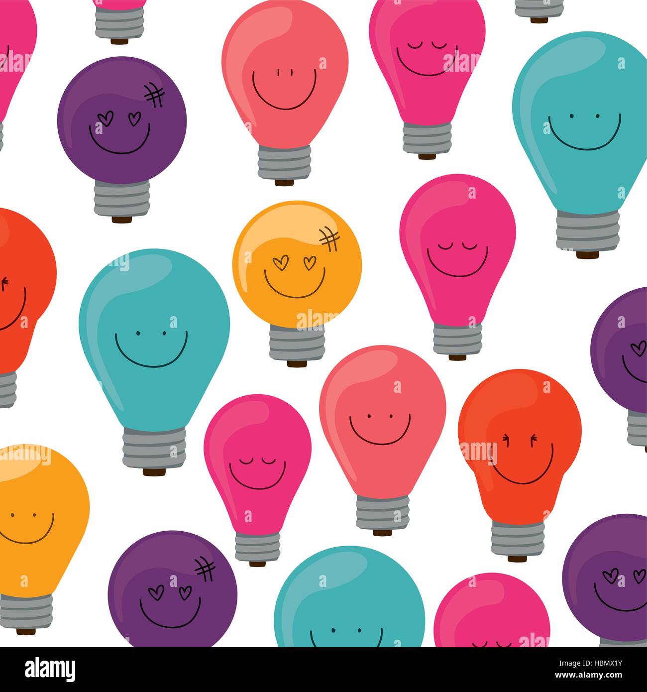 pattern of bulb light with emotion face. Vector illustration Stock ...