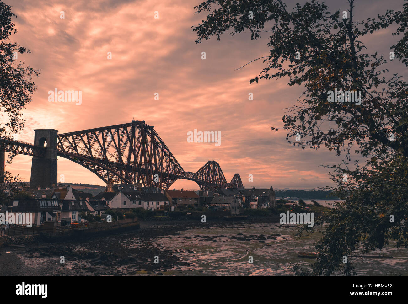 Forth Rail Bridge at dusk in Edinburgh Stock Photo - Alamy