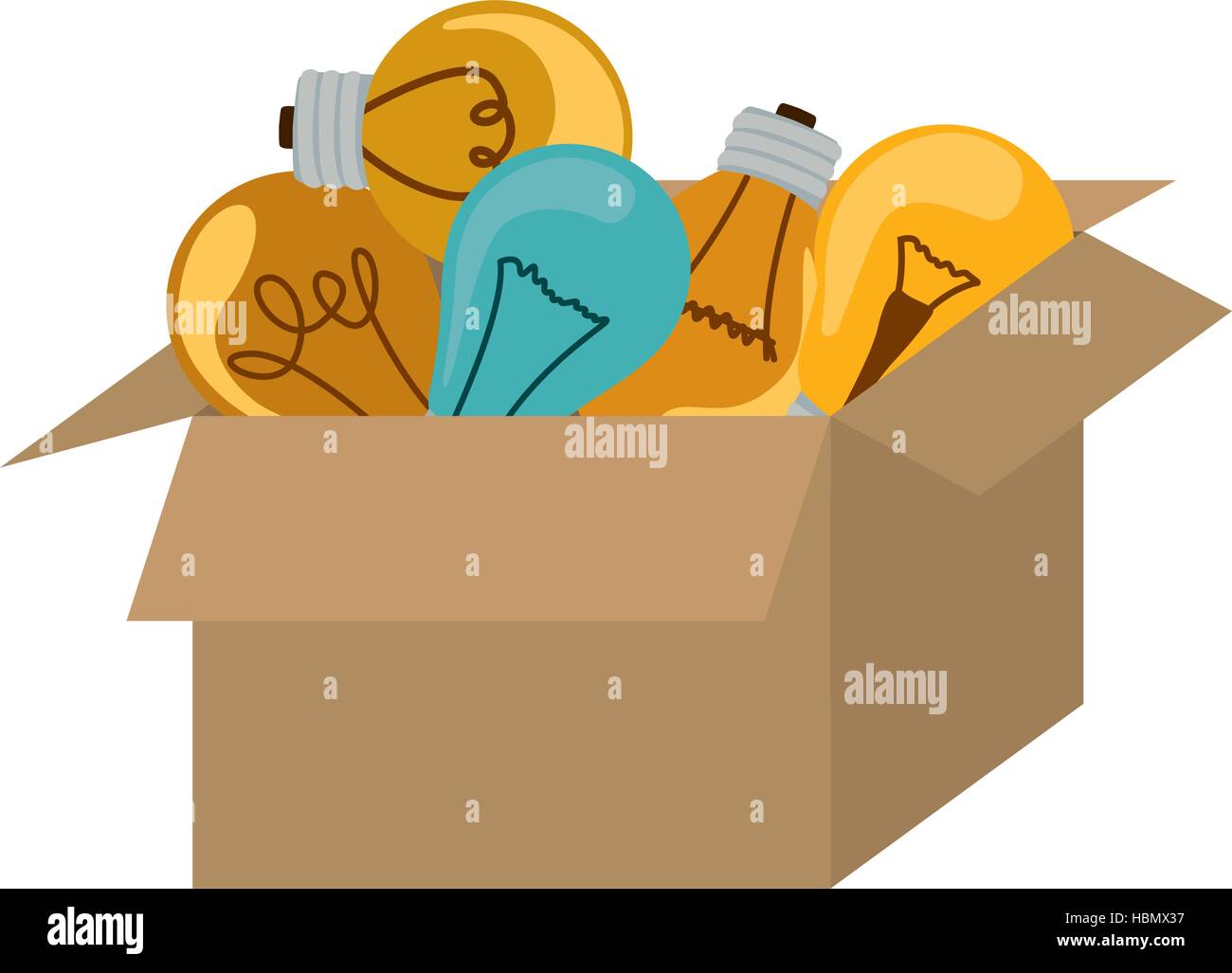 packcage colorful hanging bulbs with filaments vector illustration ...