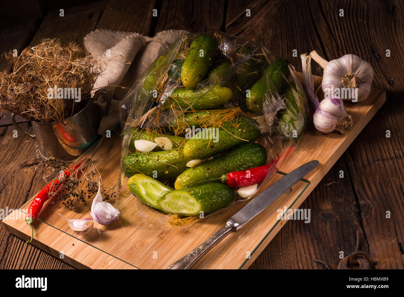 Salt cucumbers briefly stored Stock Photo - Alamy