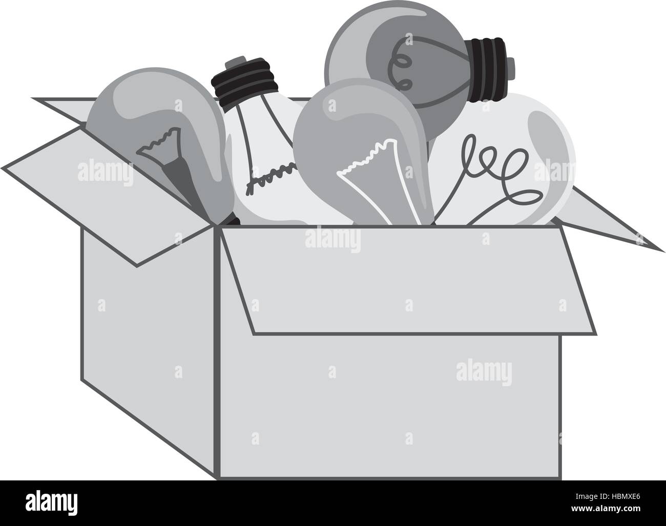 gray silhouette packcage hanging bulbs with filaments vector ...