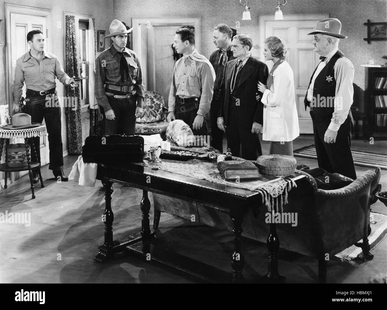 THE DUDE RANGER, standing front from left: George O'Brien, LeRoy Mason ...