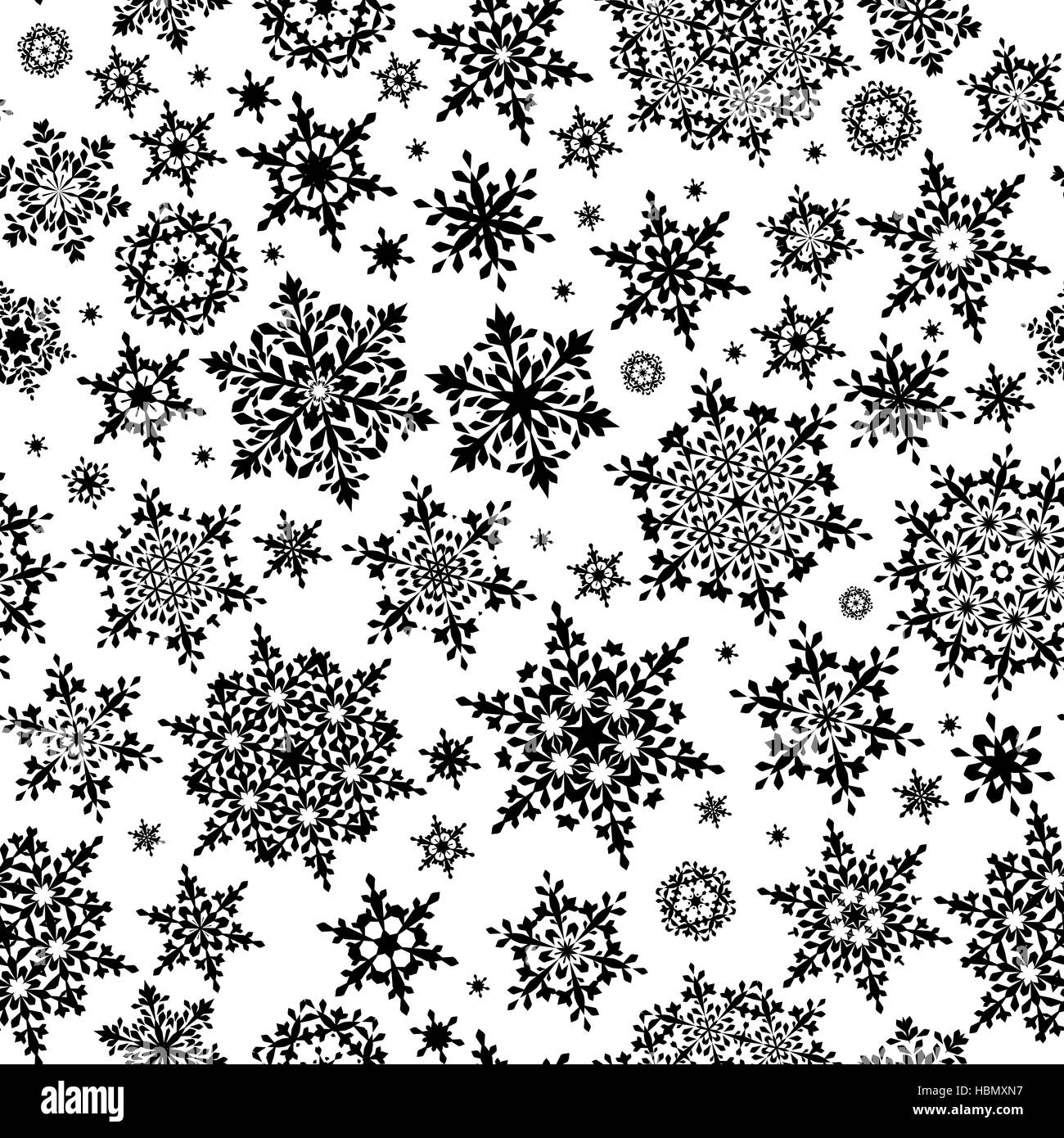 Christmas snowflakes seamless pattern Black and White Stock Photos ...