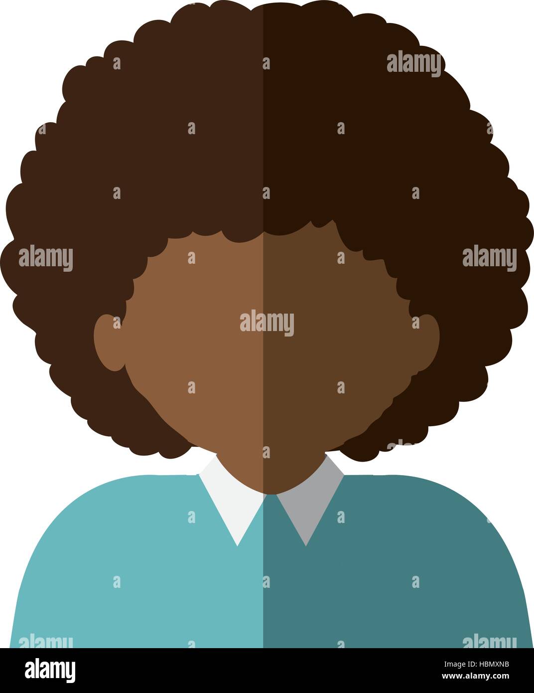 half body man half brunette and idian with curly hair vector ...