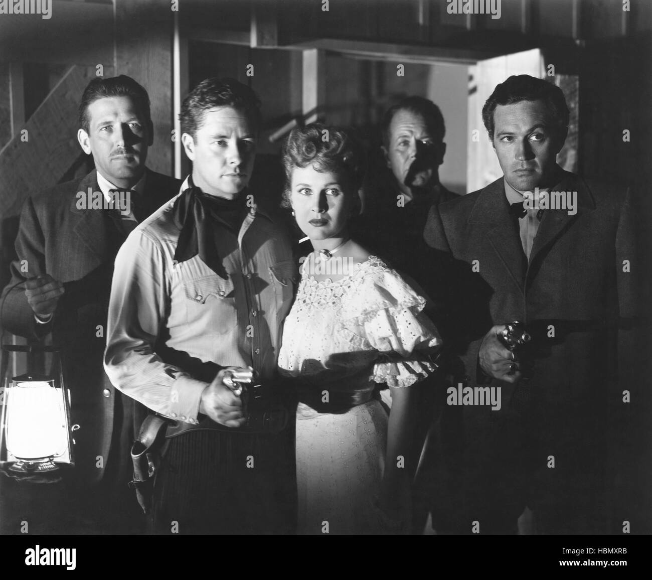 DYNAMITE PASS, 1st four from left: Robert Shayne, Tim Holt, Lynne Roberts, Regis Toomey, 1950 ...