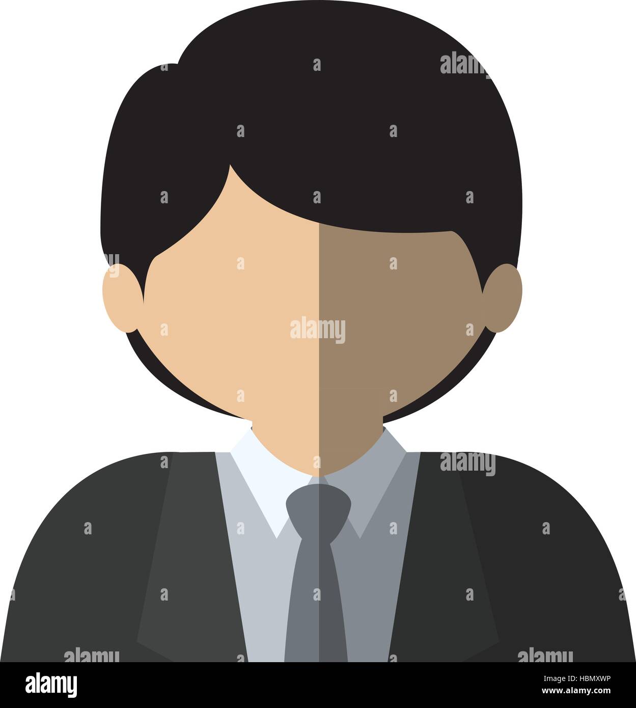 half body man half brunette and caucasian with neck tie vector ...