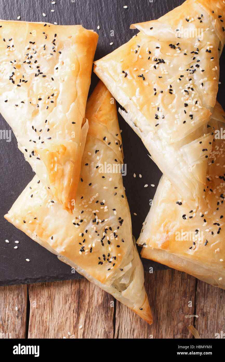triangles of phyllo pastry stuffed with chicken, spinach and cheese ...