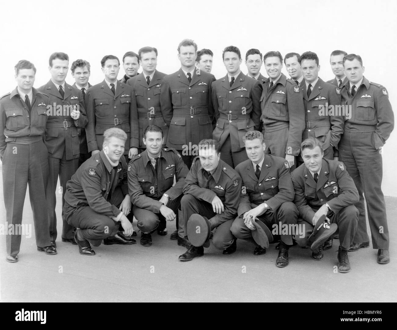 EAGLE SQUADRON, front row: Jon Hall (second left), Eddie Albert (center ...